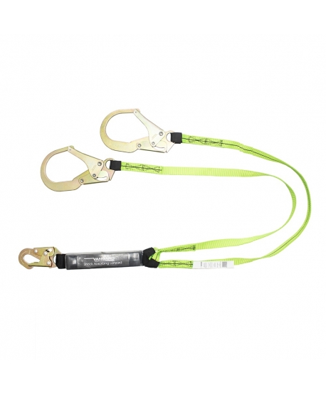 Two-legged, 6ft webbing lanyard with shock absorber and rebar hook