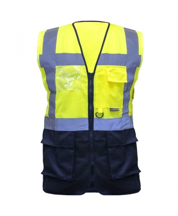Two-tone safety vest with pockets and reflective tape Size S Color Green