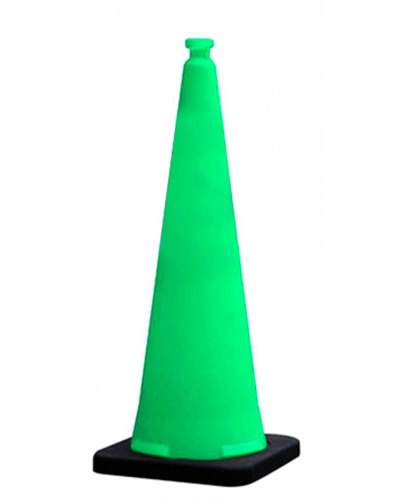Green safety cone, black base