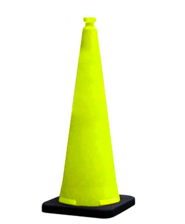 Yellow safety cone, black base