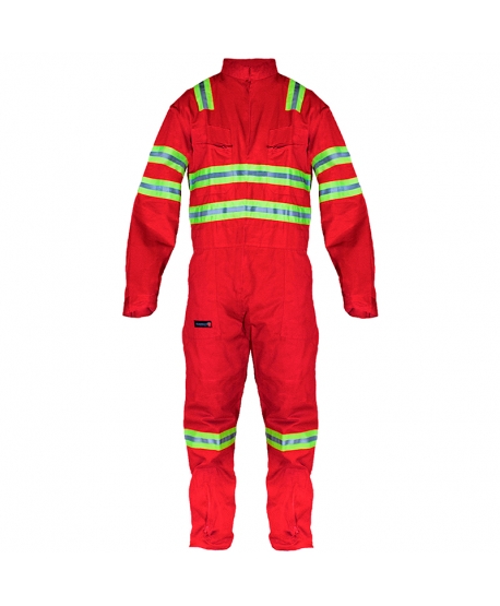 Overoles de manga larga con cinta reflectante de 2.5" Talla S Color Rojo