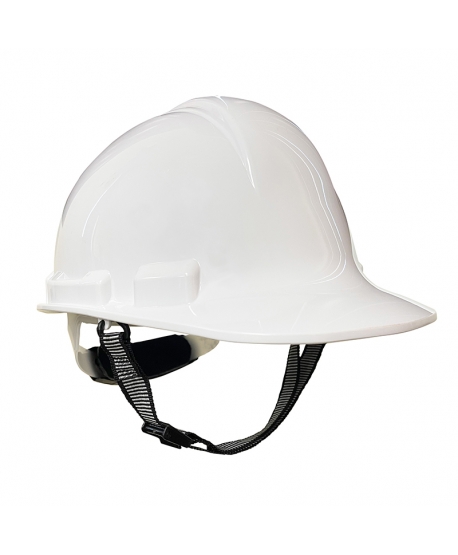 Hard hat with ratchet suspension & chinstrap Color White