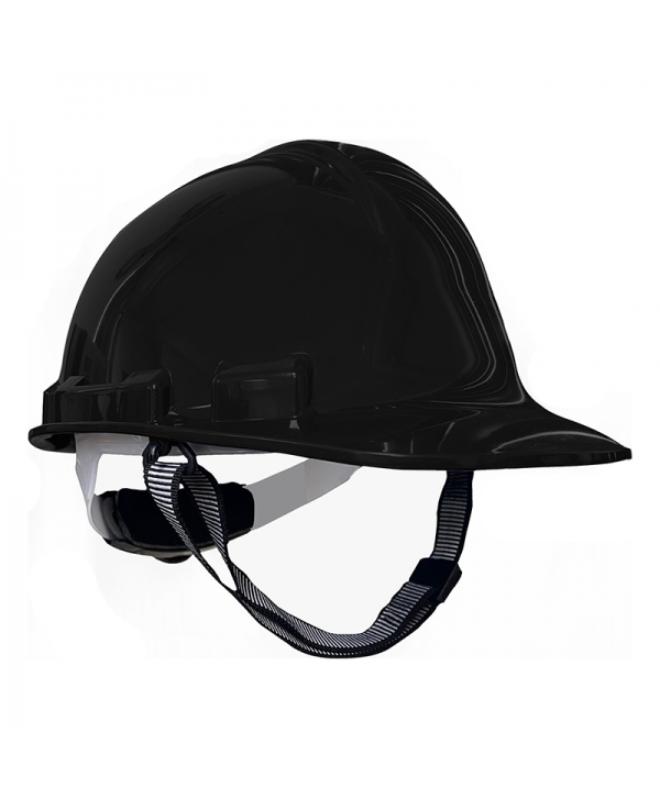 Hard hat with ratchet suspension & chinstrap Color Black